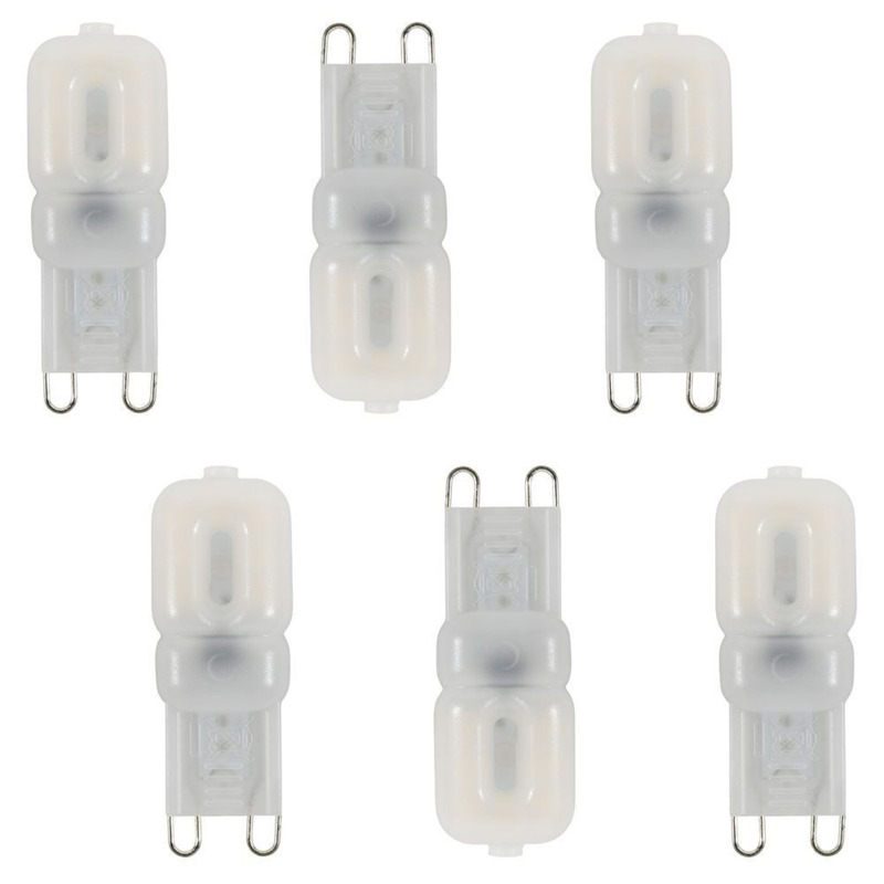 6 Pack of 2.5 Watt LED G9 Non-Dimmable Capsule Light Bulbs - Warm White ...