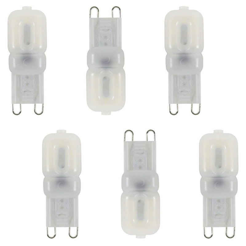 6 Pack of 2.5 Watt LED G9 Non-Dimmable Capsule Light Bulbs - Cool White ...