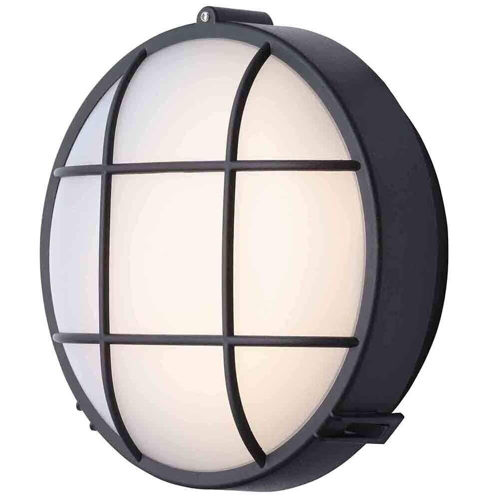 Stanley Rogen Outdoor Round LED Bulkhead Wall or Ceiling Light - Black ...