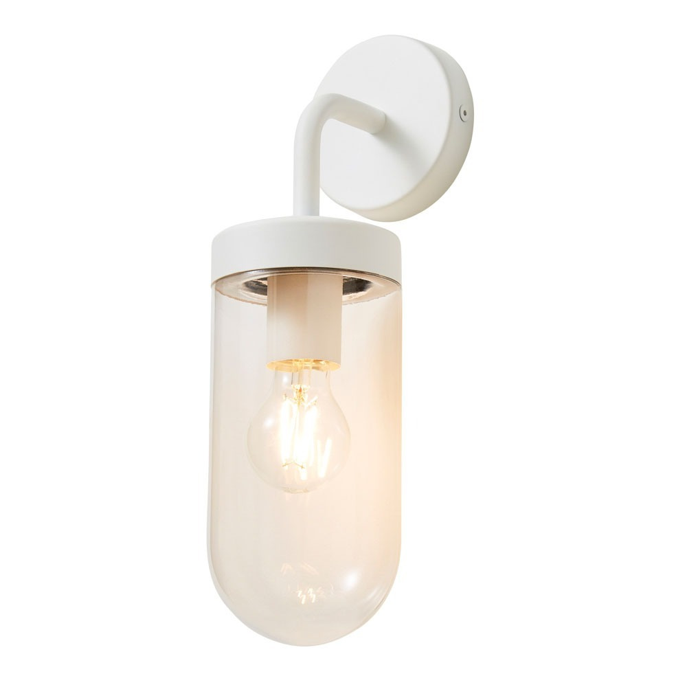 Reeth Outdoor Industrial Style Curved Arm Wall Light - Ivory by ...