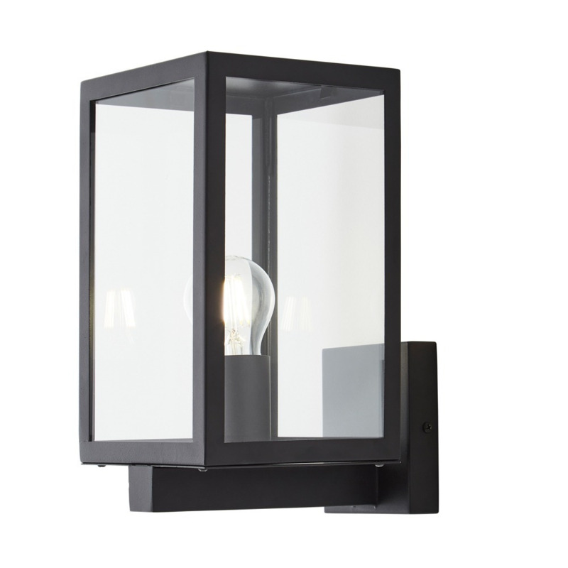 Cetus Glass Panel Outdoor Wall Light - Black by litecraft | ufurnish.com
