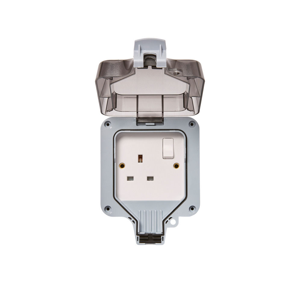 IP66 Outdoor Single Plug Socket Box - Grey by litecraft | ufurnish.com