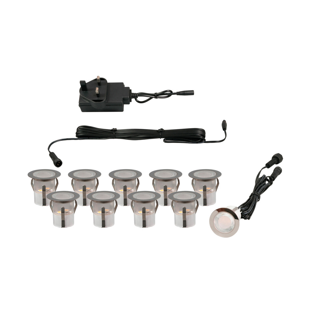 Pack of 10 Coleman 3cm Warm White LED Recessed Deck Lighting Kit ...