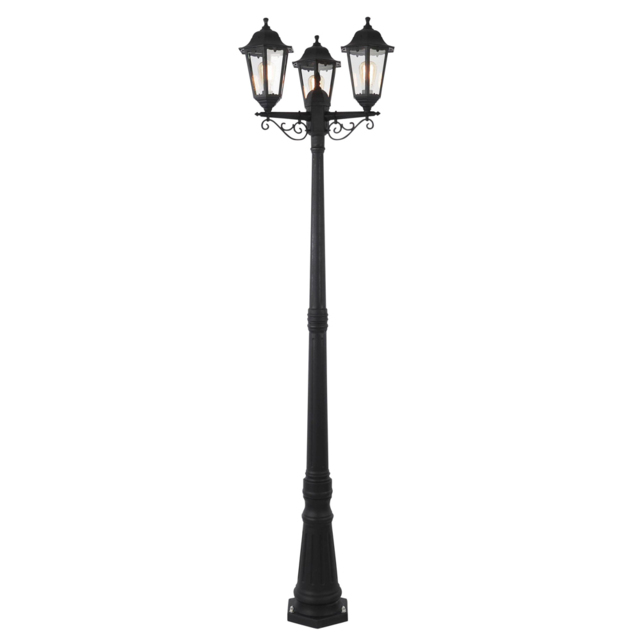 Neri Outdoor Polycarbonate Triple Head Tall Lamp Post Lantern - Black ...