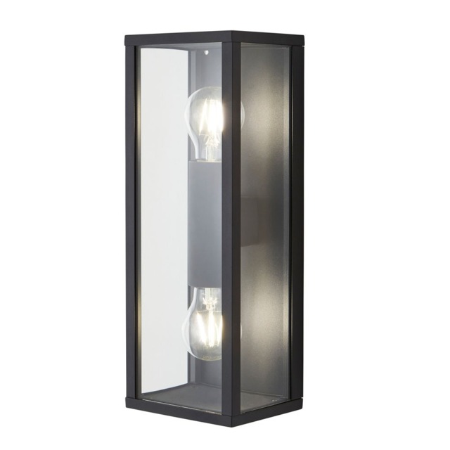Acrea 2 Light Glass Panel Outdoor Wall Light - Black by litecraft ...
