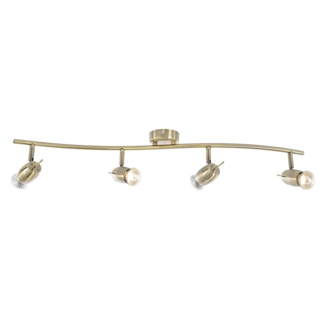 Frank 4 Light Wavy Ceiling Spotlight Bar - Antique Brass by litecraft ...