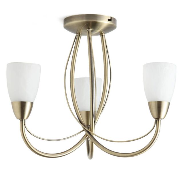 Madrid 3 Light Semi Flush Ceiling Light - Antique Brass by litecraft ...