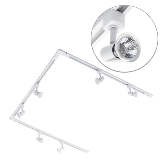 3 Metre U Shape Track Light Kit with 6 Harlem Heads and LED Bulbs ...