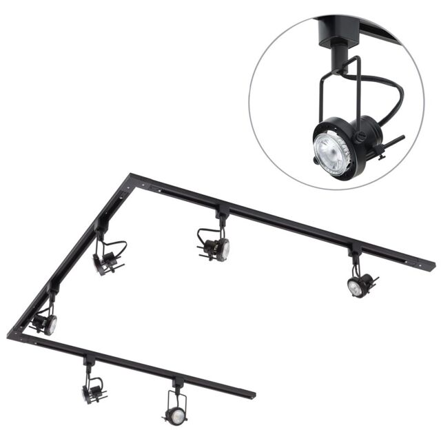 3 metre U Shape Track Light Kit with 6 Greenwich Heads and LED Bulbs ...