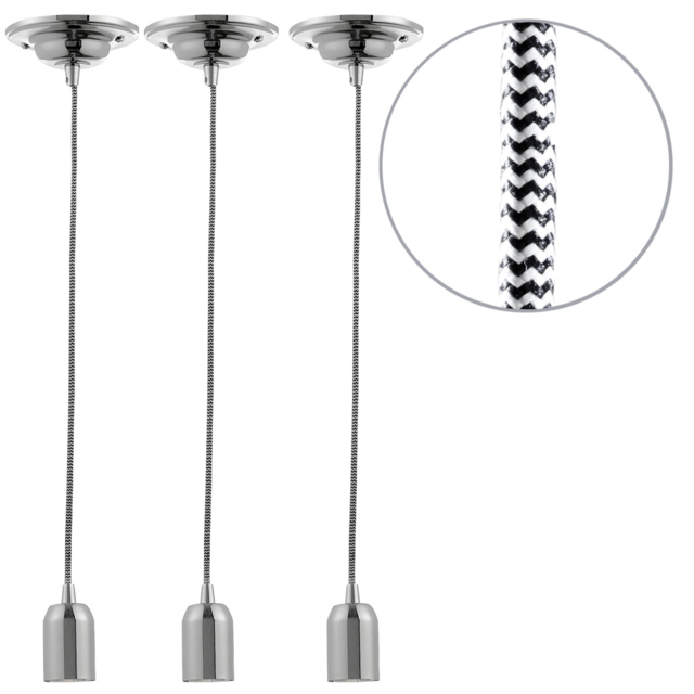 3 Pack of Decorative Twisted Braided Cable Nickel Light Fittings ...