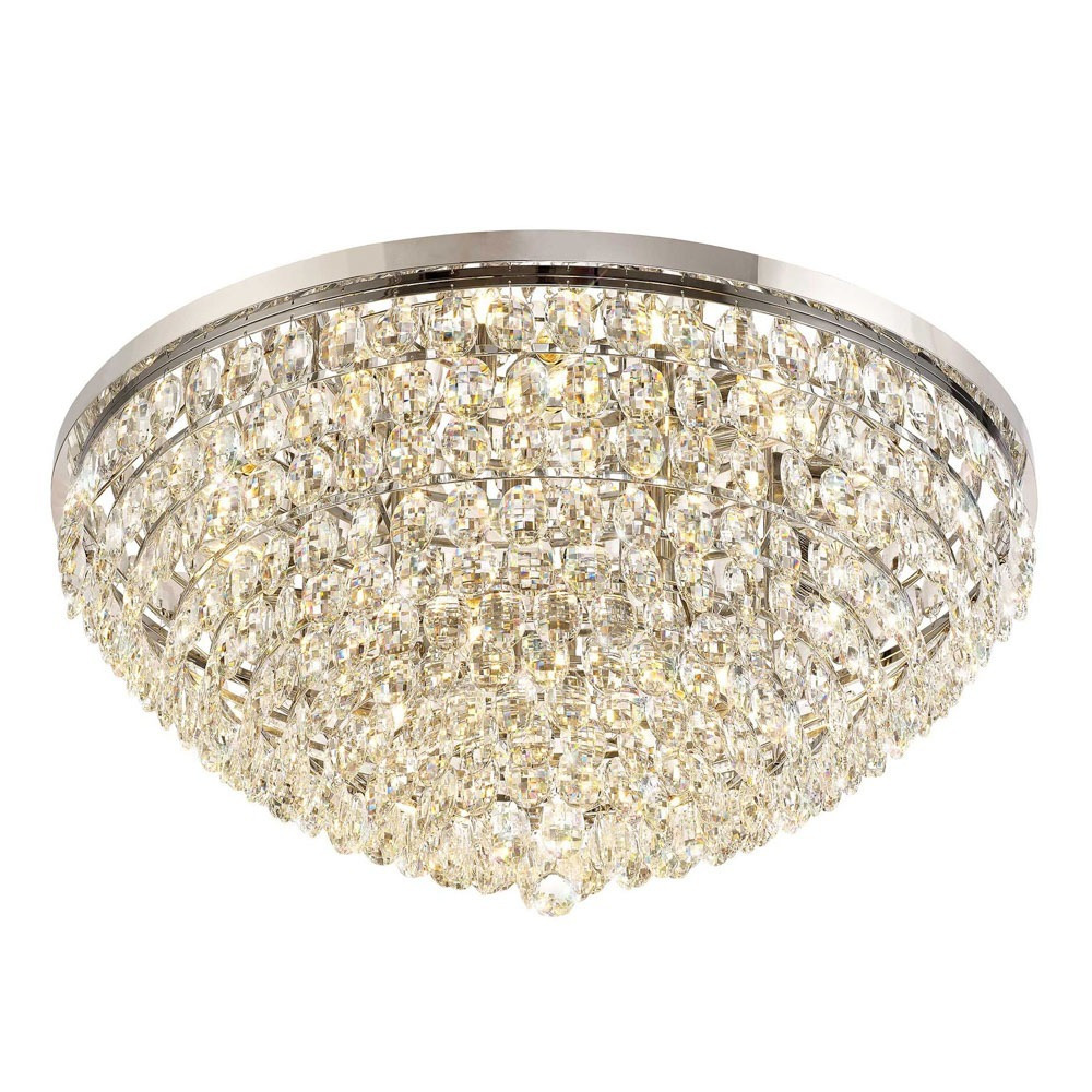 Visconte Maine 15 Light Large Crystal Flush Ceiling Light - Chrome by ...