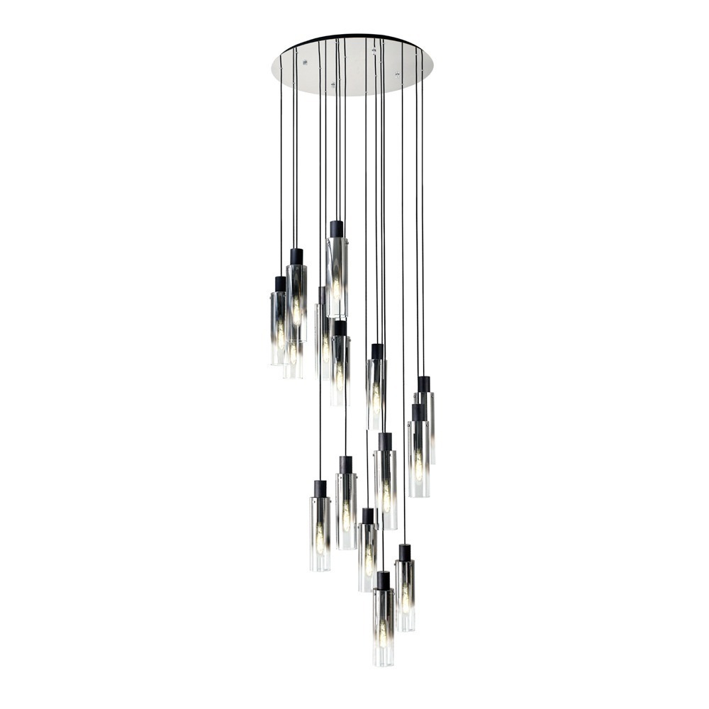Visconte Fumo 15 Light Cluster Ceiling Pendant with Smoke Shades ...