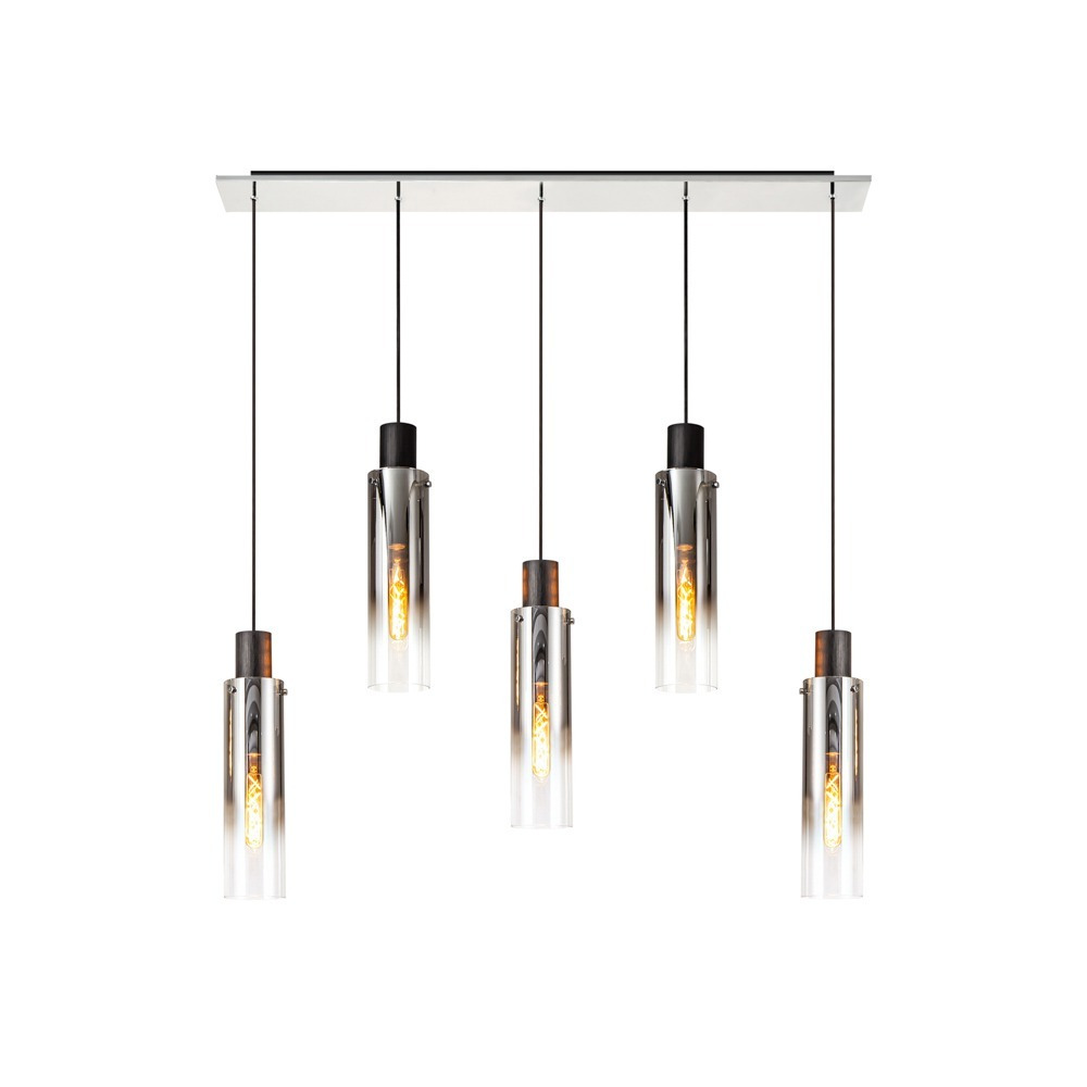 Visconte Fumo 5 Light Ceiling Pendant Bar with Smoke Shades - Chrome by ...