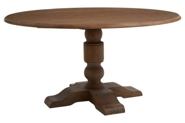 Parkside Round Dining Table in Oak Finish by Luxe Realms | ufurnish.com