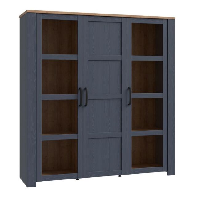 Bohol 3 Door Large Display Cabinet in Navy/Riviera Oak by Luxe Realms ...