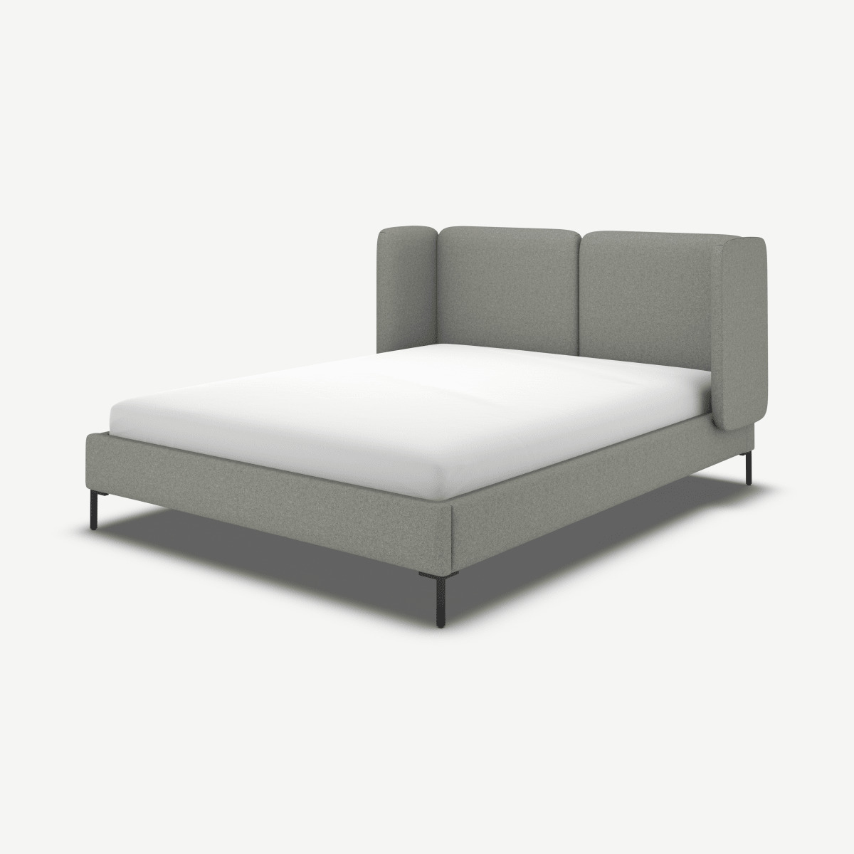 Romola King Size Bed, Wolf Grey Wool with Black Legs by Made.com ...