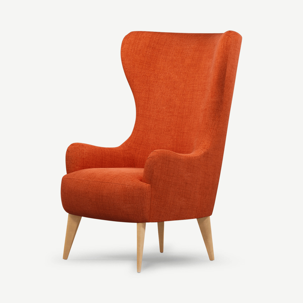 Bodil Accent Armchair, Rust Orange Fabric with Light Wood Legs by Made ...