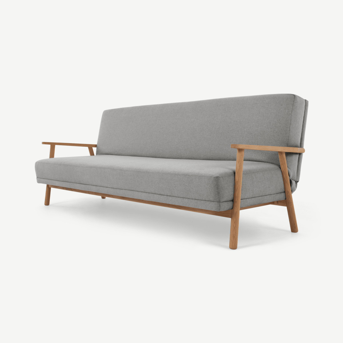 Lars Click Clack Sofa Bed, Mountain Grey Fabric with Oak Frame by Made ...