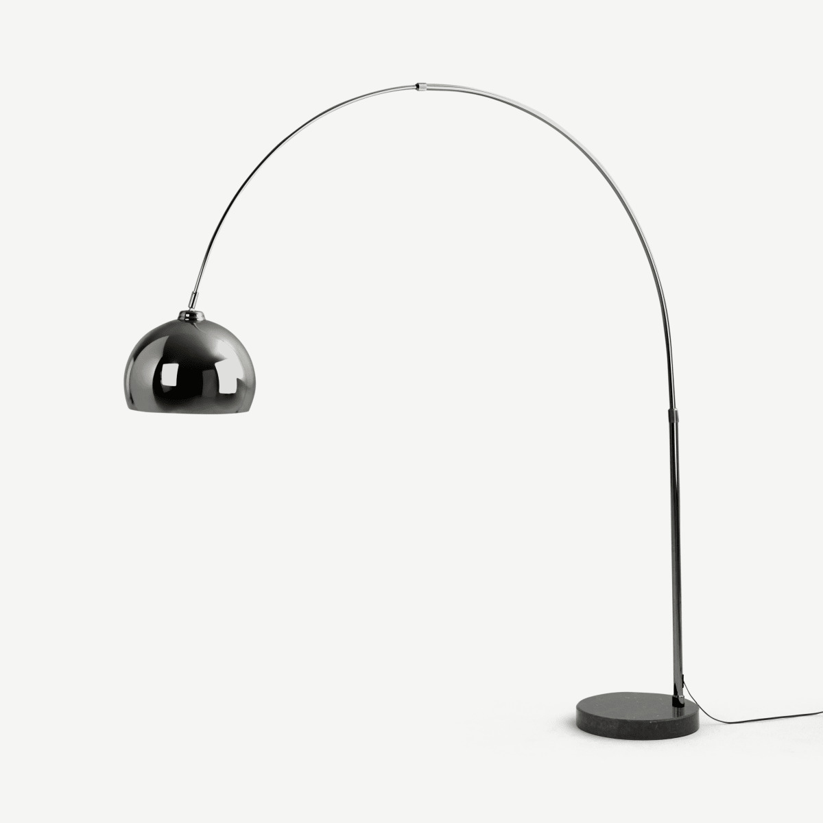 Bow Arc Overreach Floor Lamp, Large, Black Nickle & Marble by Made.com ...