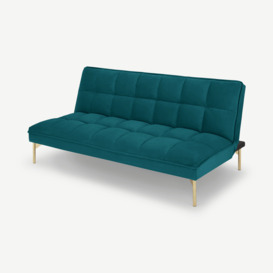 Hallie Click Clack Sofa Bed Tuscan Teal Velvet by Made ufurnish