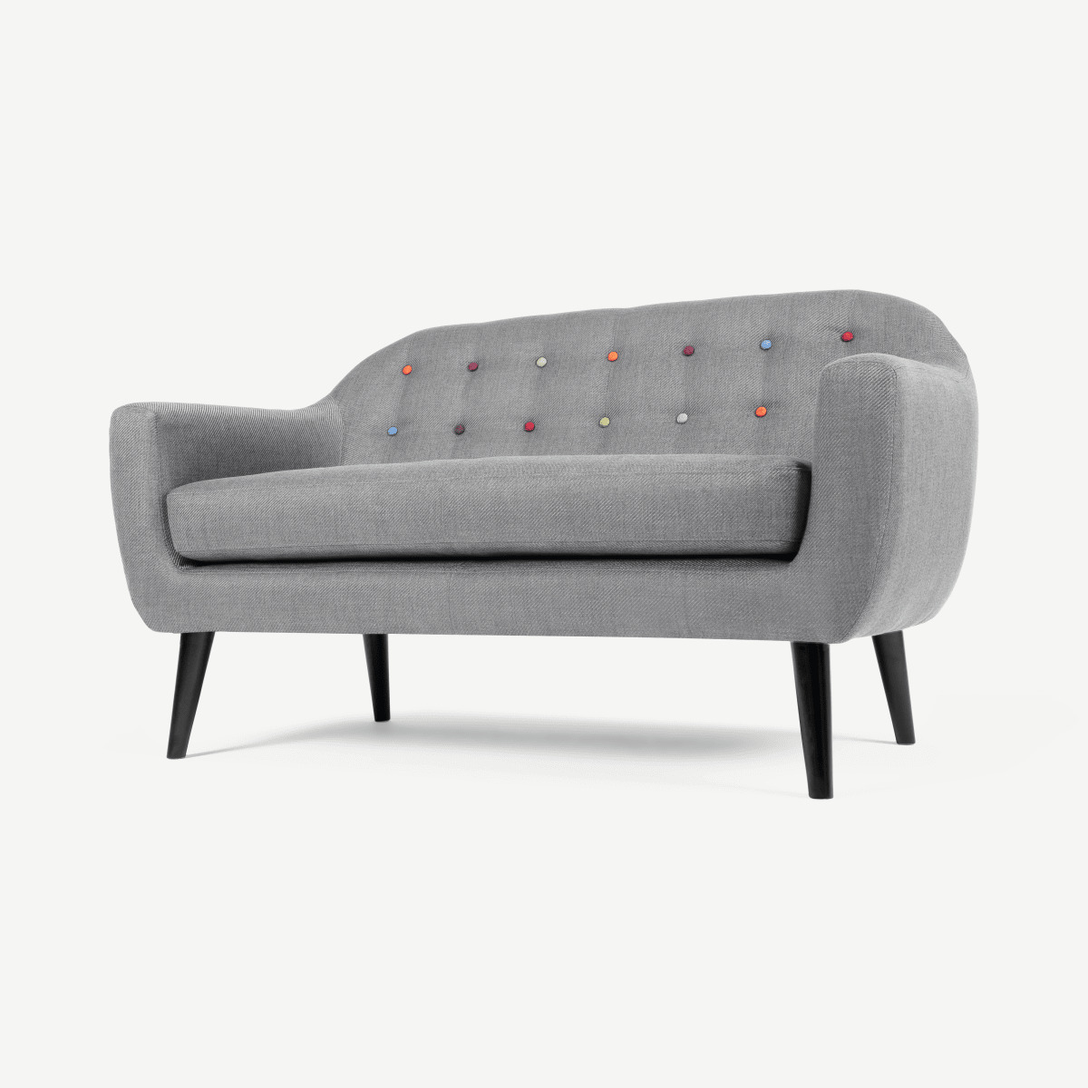 Ritchie 2 Seater Sofa, Pearl Grey with Rainbow Buttons Fabric by Made ...