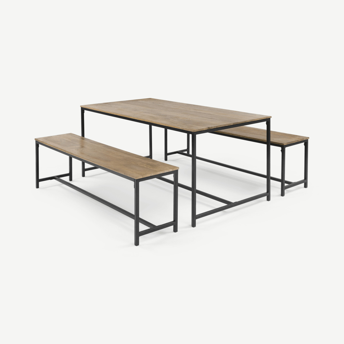 Lomond Dining Table Set, Mango Wood & Black by Made.com | ufurnish.com