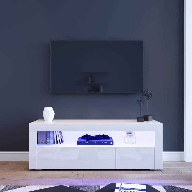 Modern High Gloss tv Stand Cabinet with led Light Living Room Bedroom ...