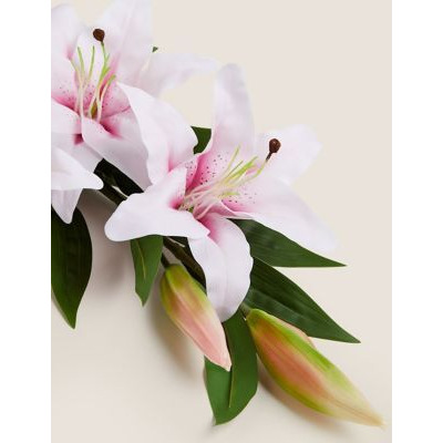 Moss & Sweetpea Set of 2 Artificial Large Stargazer Lilies - Pink, Pink ...