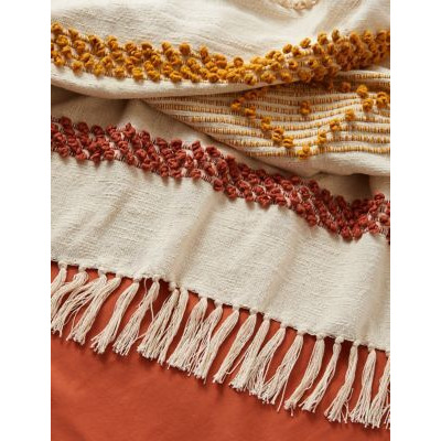M&S X Fired Earth Casablanca Collection Anfa Tufted Throw - Natural Mix ...