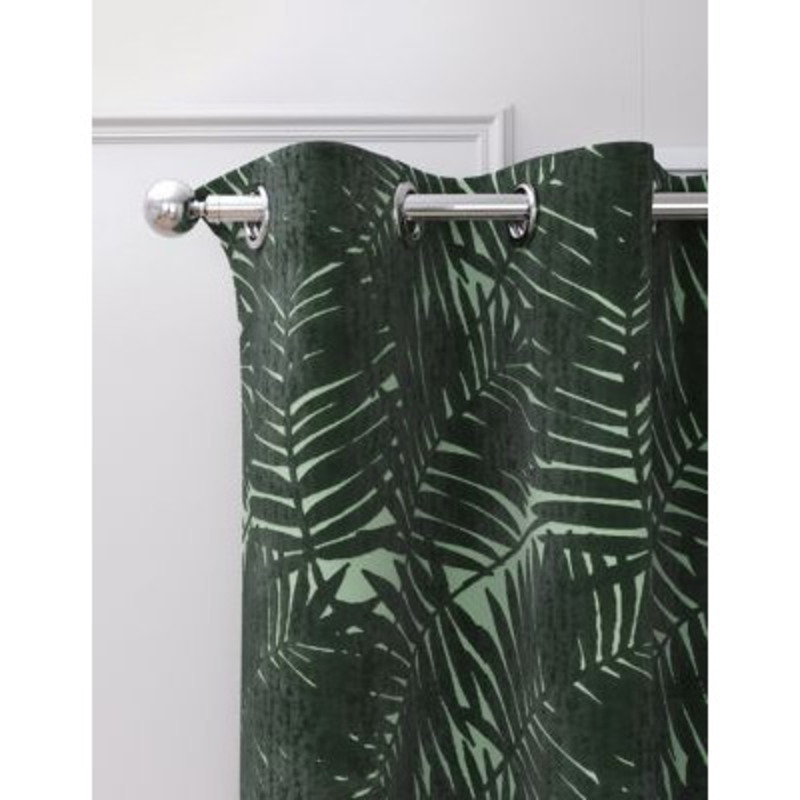 M&S Velvet Palm Eyelet Curtains - NAR54 - Forest Green, Forest Green by ...