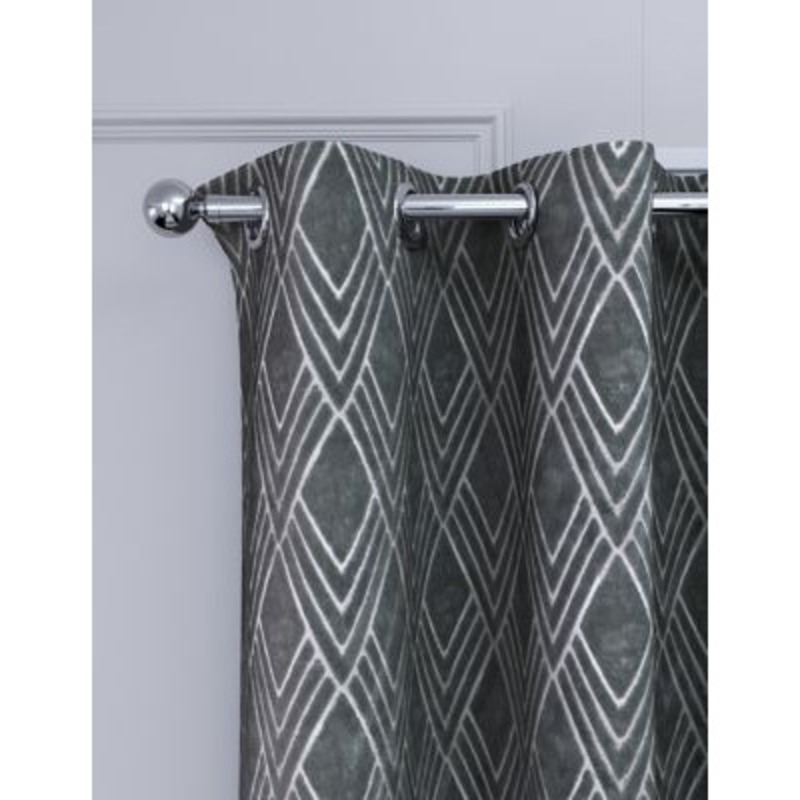 M&S Velvet Geometric Eyelet Curtains - NAR54 - Grey, Grey,Navy by Marks ...
