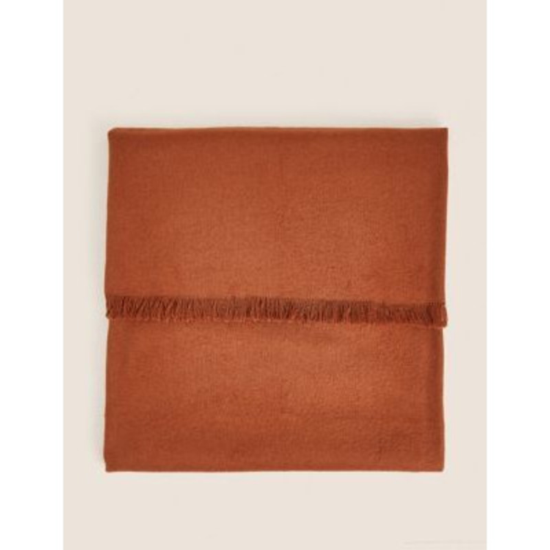 M&S X Fired Earth Wool Blend Faux Mohair Throw - Rust, Rust by Marks ...