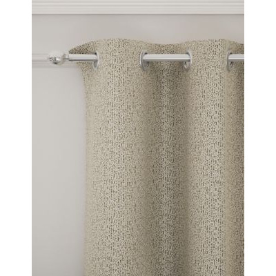 M&S Metallic Woven Eyelet Curtains - EW90 - Champagne, Champagne by ...