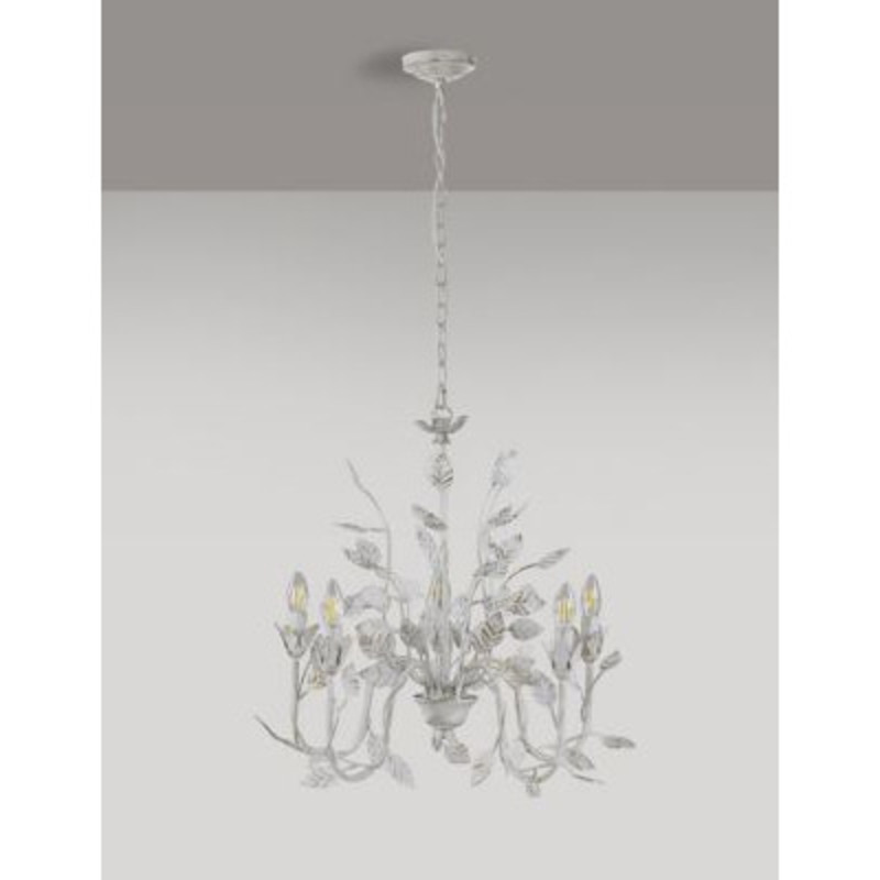 M&S Clara Leaf Chandelier - White, White by Marks & Spencer | ufurnish.com