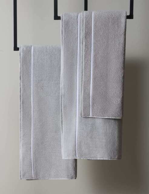 M&S X Kelly Hoppen Beretta Stitch Towel Grey/White by Marks & Spencer ...