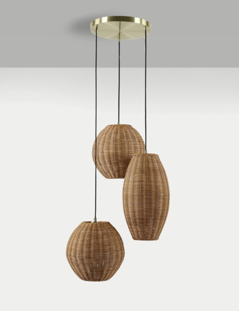 M&S Cabana Rattan Cluster Pendant Light - Natural, Natural by Marks ...