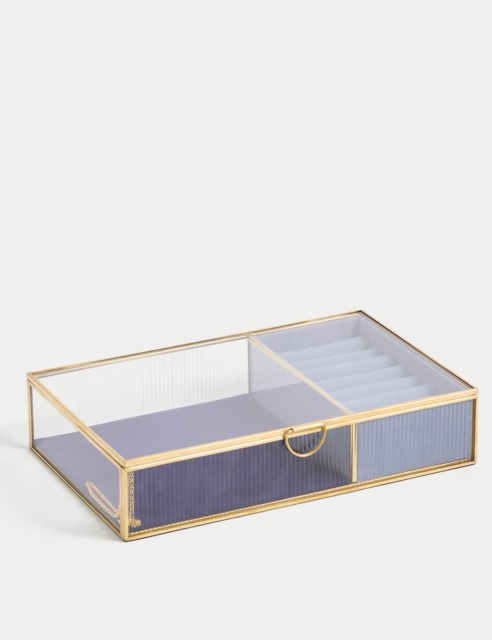 M&S Collection Large Gold Jewellery Box - Navy, Navy by Marks & Spencer ...