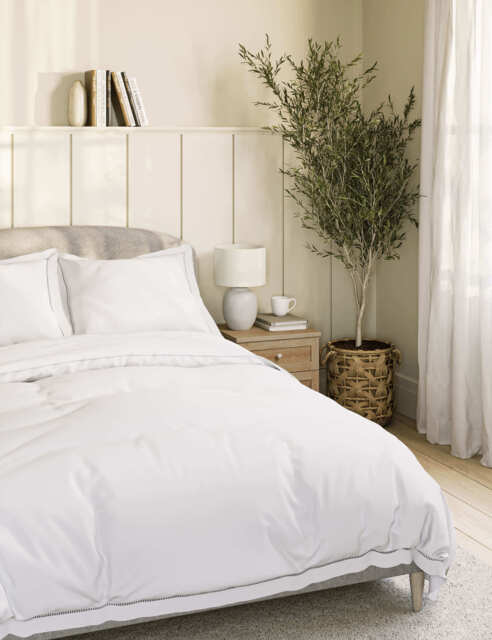 M&S Collection Pure Cotton Ladder Stitch Bedding Set - 5FT - White ...