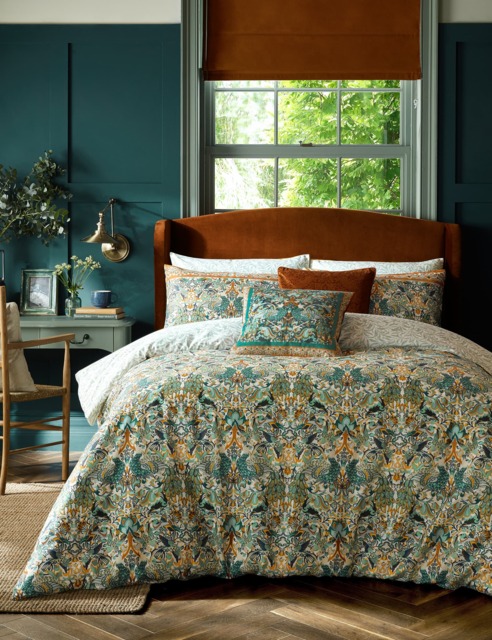 William Morris At Home Pure Cotton Sateen Peacock & Bird Bedding Set ...