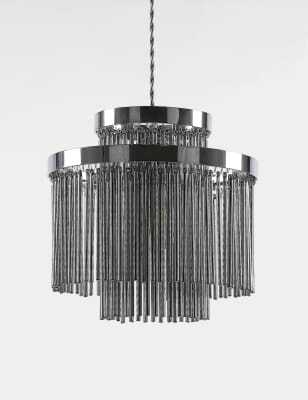 M&S Collection Monroe Glass Easy Fit Ceiling Lamp Shade - Silver ...