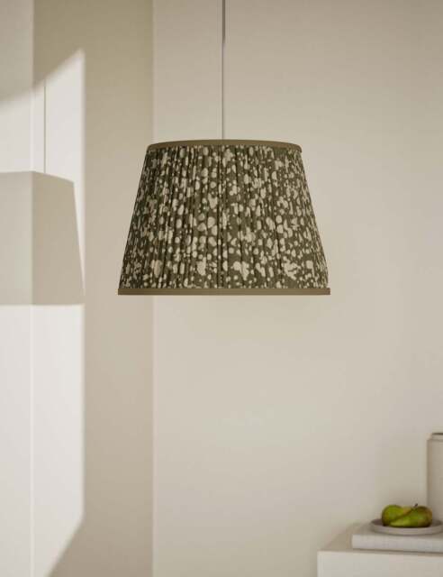 M&S Collection Pleated Splatter Print Lamp Shade - Green, Green by ...