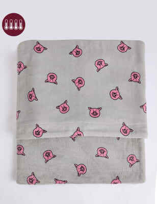 Percy Pig™ Borg Fleece Throw - Grey Mix, Grey Mix by Marks & Spencer ...