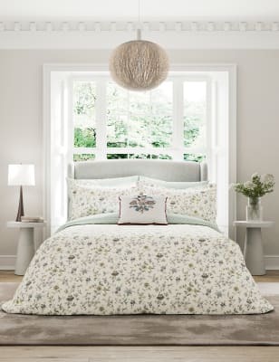 V&A Pure Cotton Flora Bedding Set - DBL - Duck Egg, Duck Egg by Marks ...