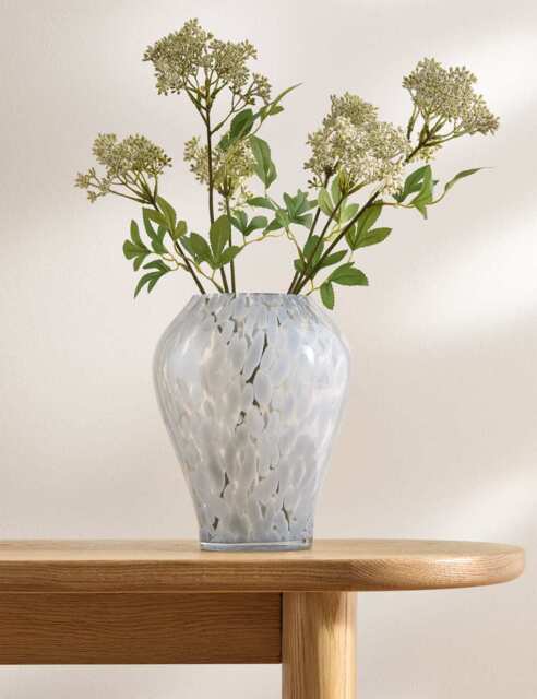 M&S Collection Confetti Glass Bulb Vase - Medium Slate, Medium Slate by ...