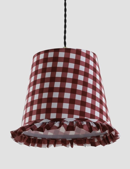 M&S Collection Gingham Ruffle Lamp Shade - Red, Red,Navy by Marks ...