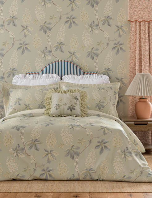 Sanderson Pure Cotton Chestnut Tree Bedding Set - 5FT - Green Mix ...