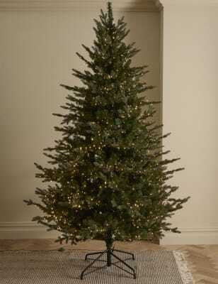 M&S Collection 8ft Pre-lit Grand Fir Christmas Tree - Green, Green by ...