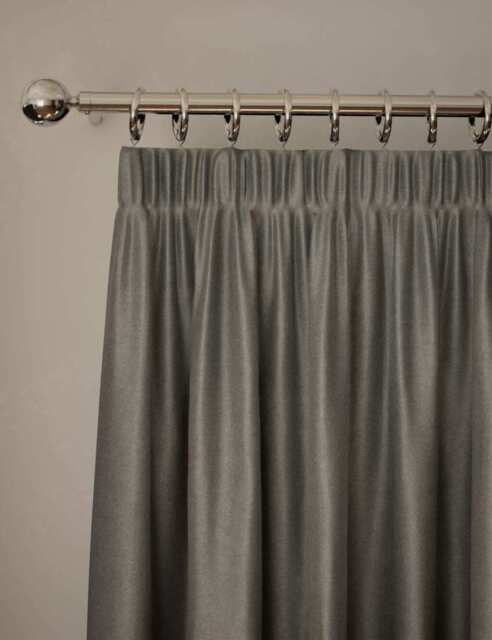 M&S Velvet Pencil Pleat Ultra Thermal Curtains Light Grey by Marks ...