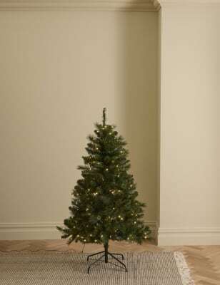 M&S Collection 5ft Pre-Lit Pine Christmas Tree - Green, Green by Marks ...