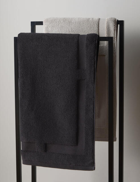 M&S X Kelly Hoppen Border Terry Bath Mat - Black, Grey,Taupe,White ...